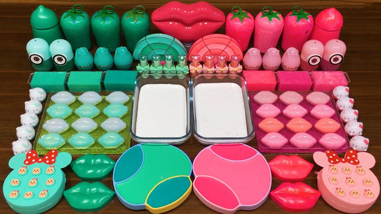 MINT vs PINK! Mixing random into GLOSSY slime!Satisfying Diana Slime ...