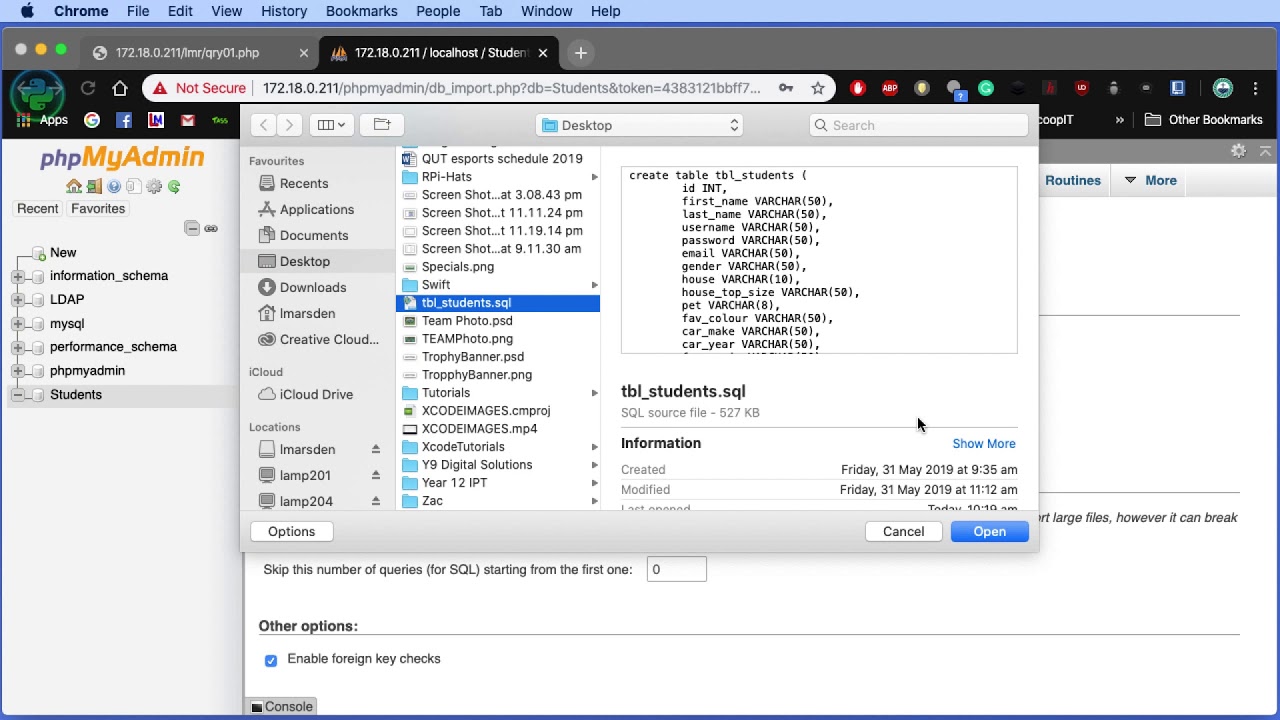 Importing A Table Into Phpmyadmin Youtube