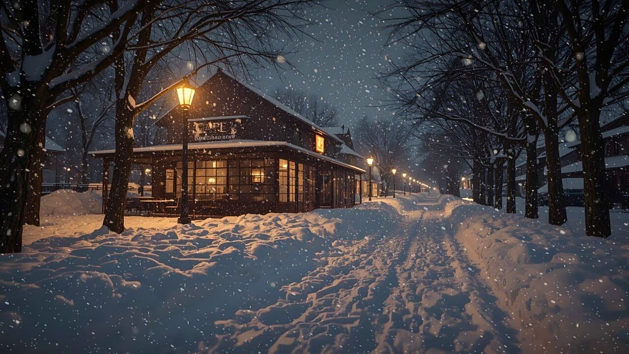 Cozy Snowfall Night at a Quiet Café ️ Lofi Beats for Study & Deep Focus ...