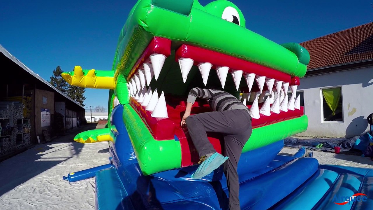 Inflatable Crocodile EATS people! - Airquee SNAPPY Croc Inflatable ...