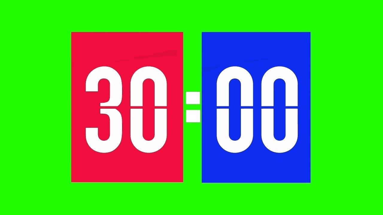 Bi color 30 minutes Countdown Timer Flip clock green screen wn - YouTube