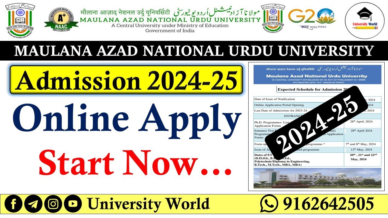 Manuu Entrance Based Courses Apply Online || Manuu Admission 2024-25 ...