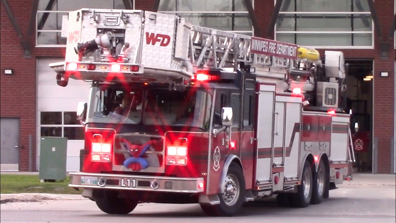 WInnipeg Fire Engine 11 & Ladder 11 Responding - YouTube