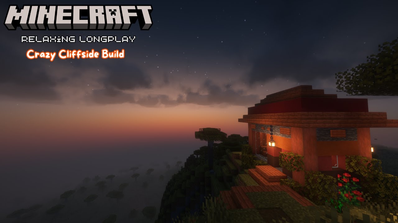 Relaxing Minecraft Longplay - Crazy Cliff Build (No Commentary, Some Music) - YouTube