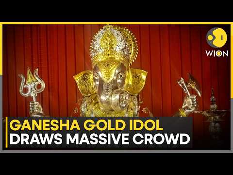 24-Carat Gold Plated Ganesha Idol In Hyderabad, Adorned With 3.8 Lakh Diamonds | WION News