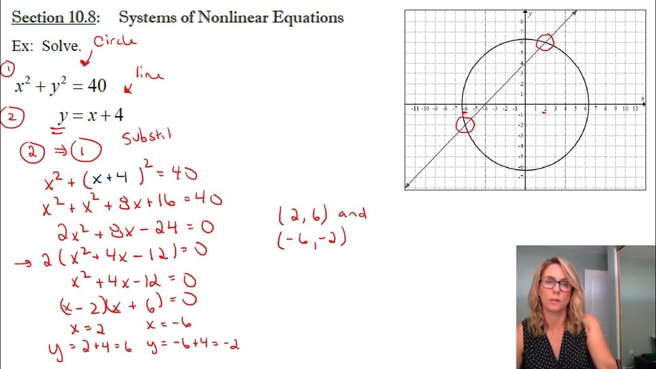 Math 3 Section 10 8 System of Nonlinear Equations - YouTube