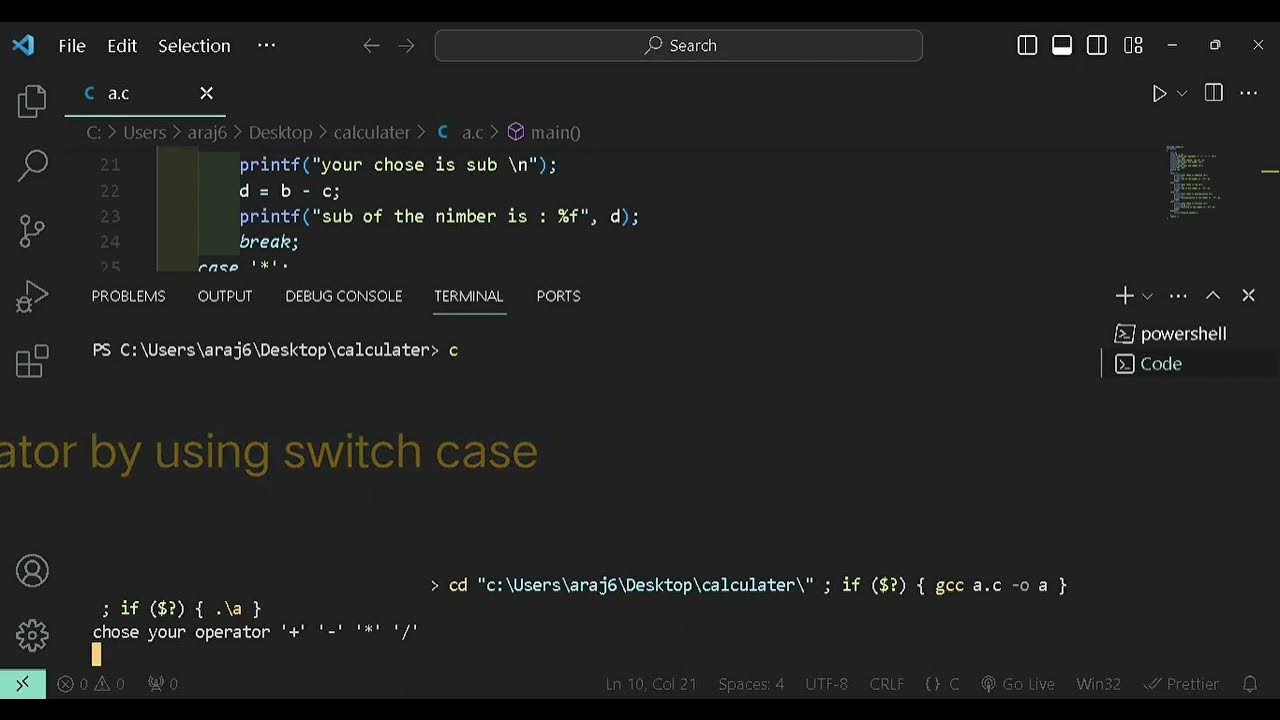 How To Make Calculator Using C Language By The Help Of Switch Case Youtube