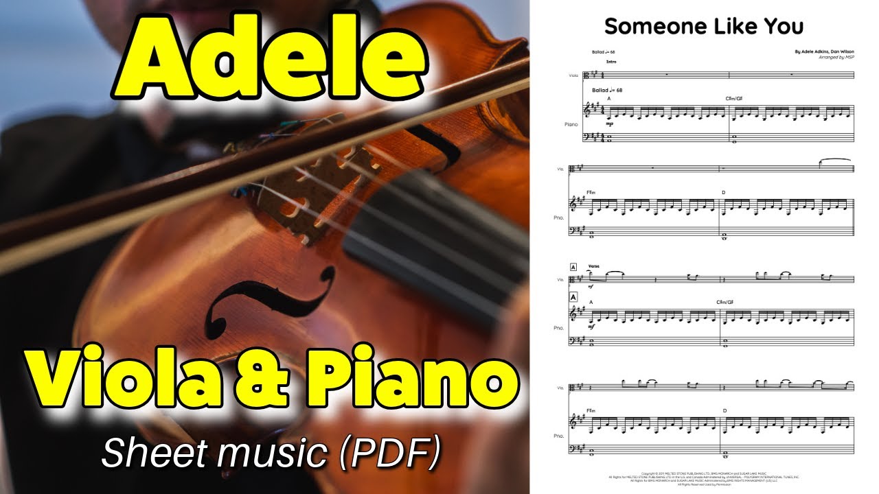 Adele - Someone Like You | Sheet music download | Viola & piano arrangement - YouTube