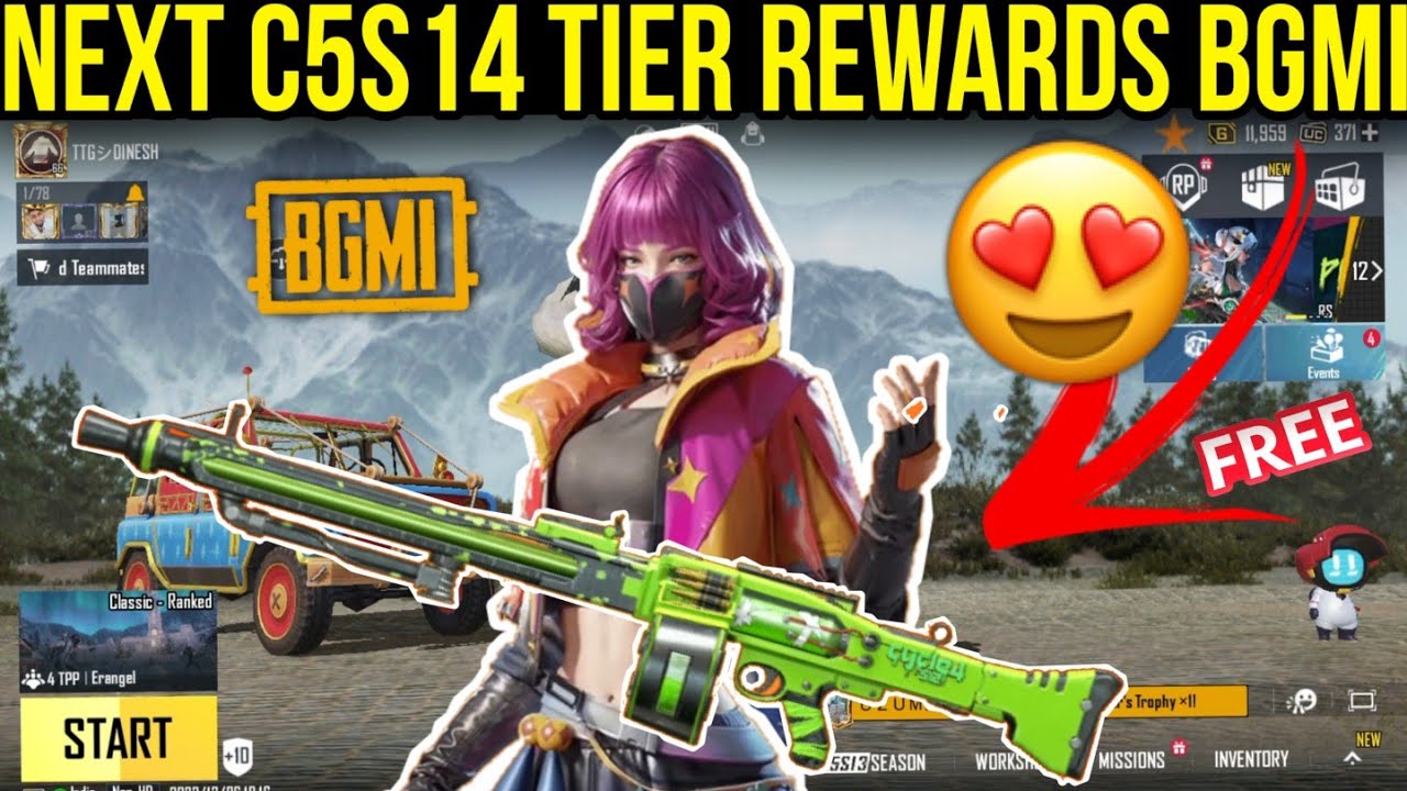 😍🔥BGMI C5S14 Tier Rewards | Bgmi 2.9 update New season Tier Rewards ...