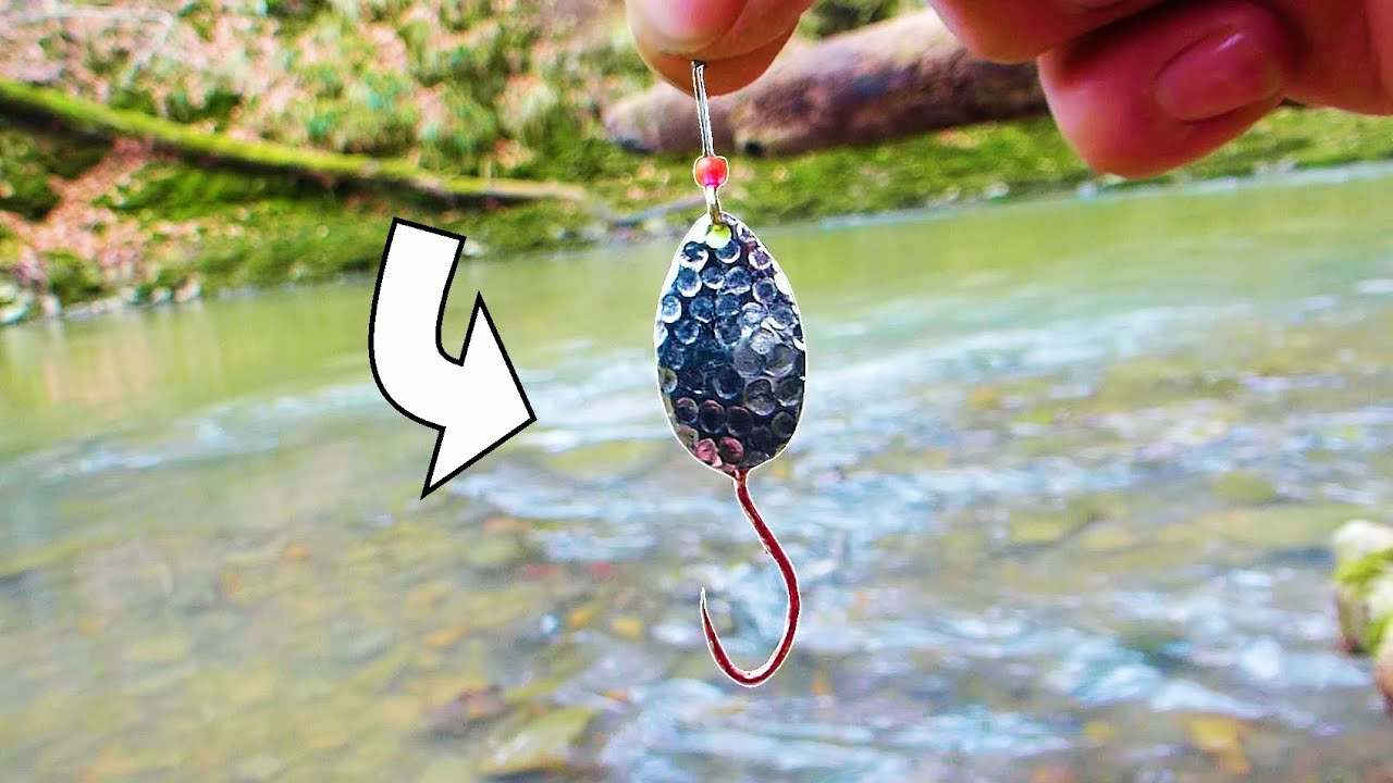 Can this barbless single hook spinner catch a huge trout? - YouTube