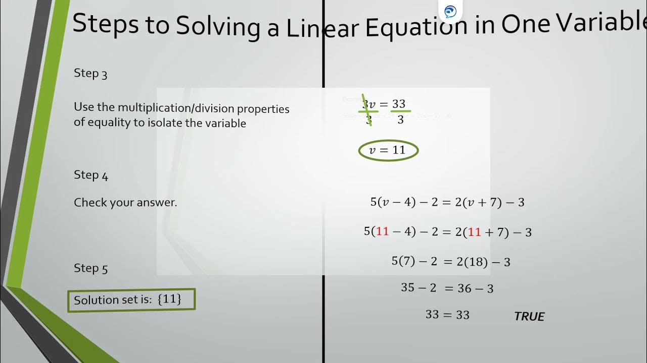 Solving Linear Equations Single Variable - YouTube