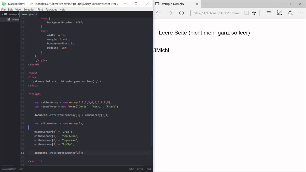 005 Der Ultimative Javascript Und Jquery Kurs Arrays Youtube