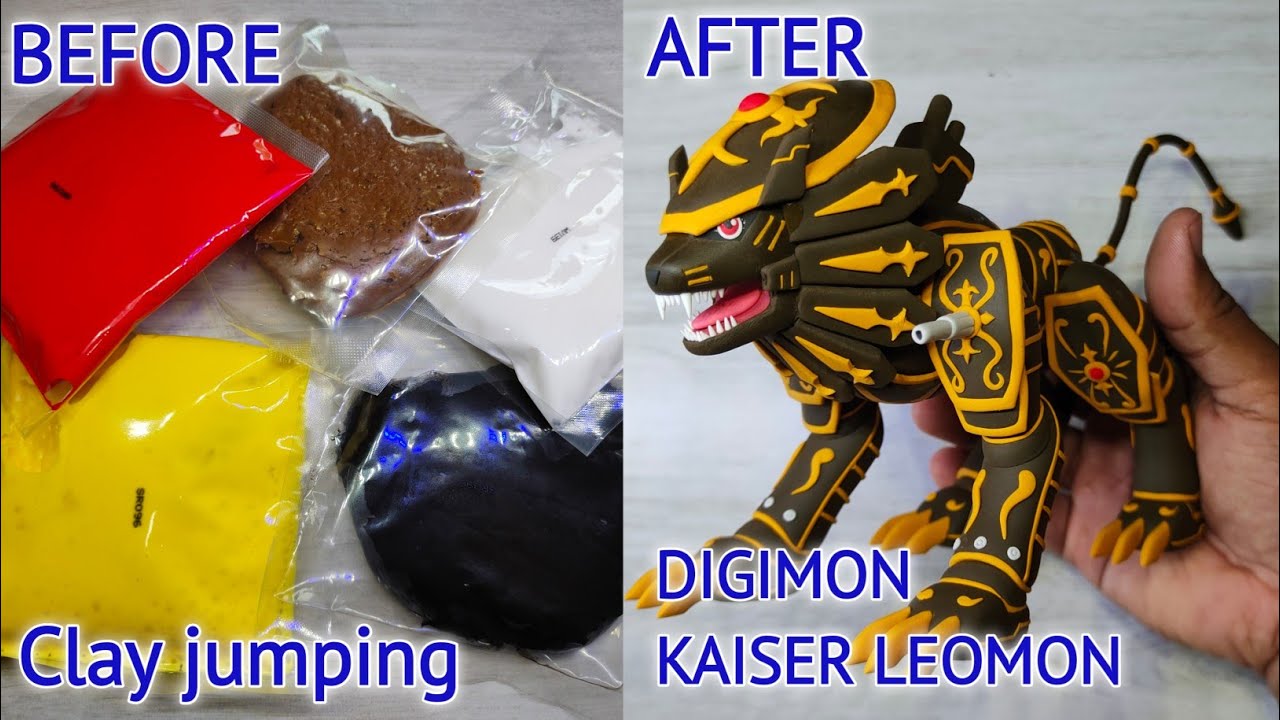 proses pembuatan digimon kaiser leomon dari clay - bagian 5 - YouTube