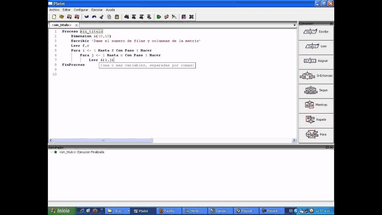Suma de matriz (Pseint).avi - YouTube