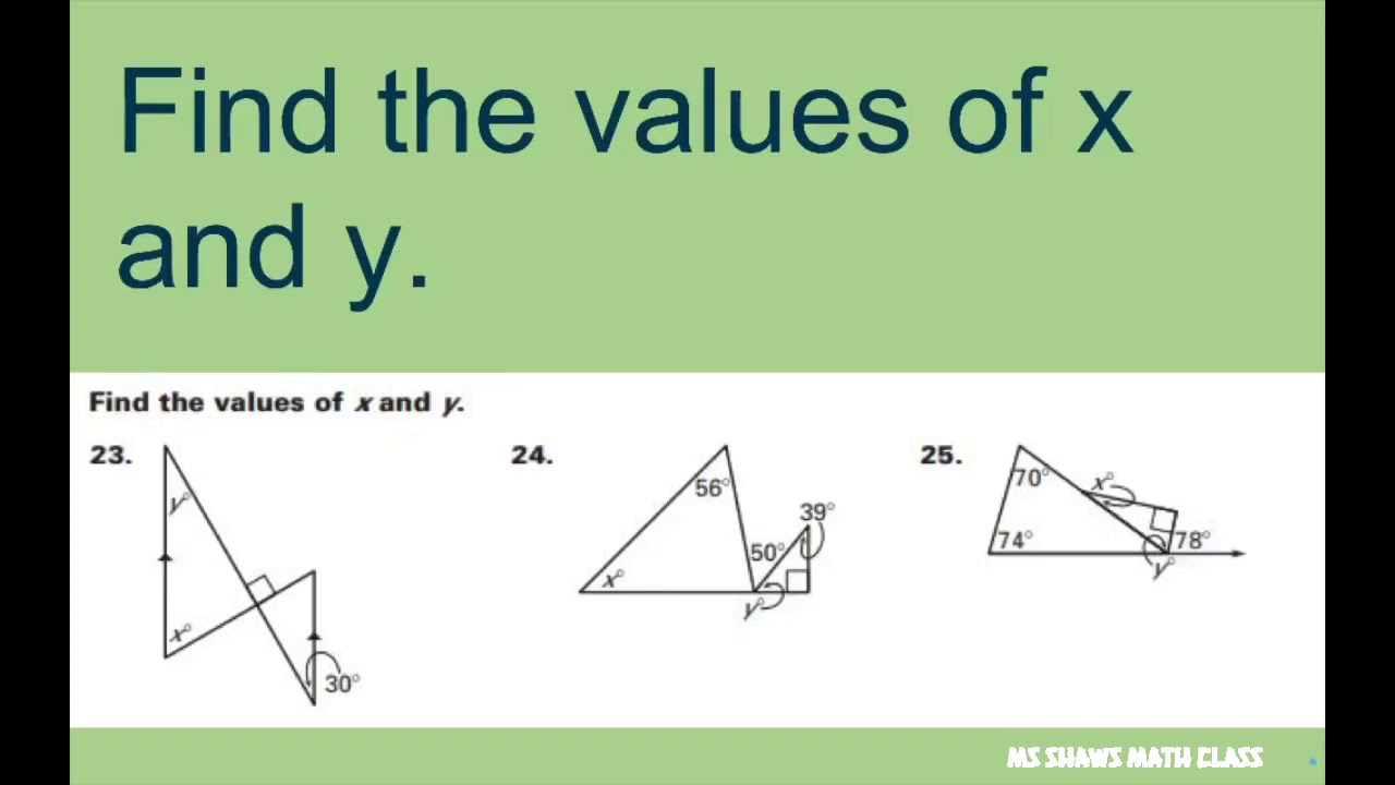 Find The Values Of X And Y Exterior Angles Theorem Triangles YouTube Find The Values Of X And Y Exterior Angles Theorem Triangles YouTube