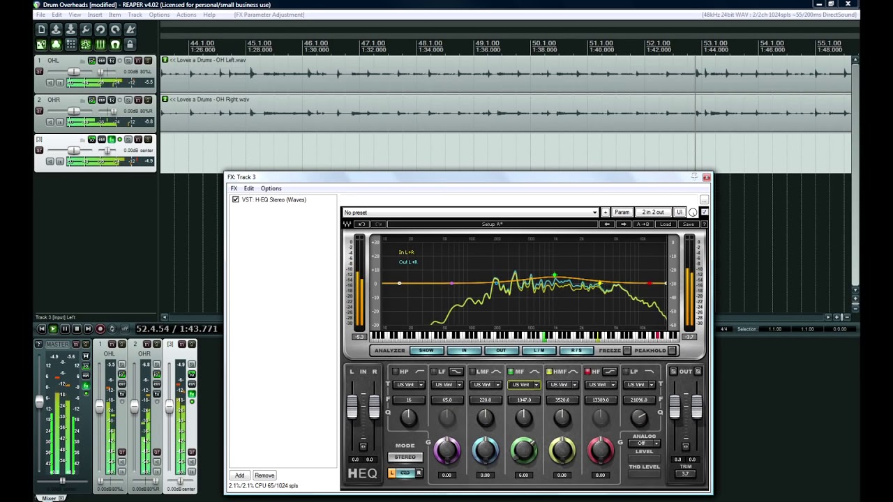 Equalizing Drum Overheads With Waves H-EQ Hybrid Equalizer - YouTube