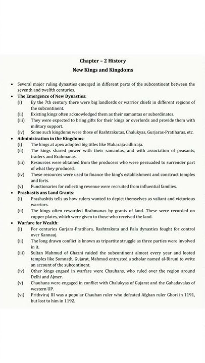 History ch-2 Notes |new kings and kingdom| class 7 #shorts - YouTube