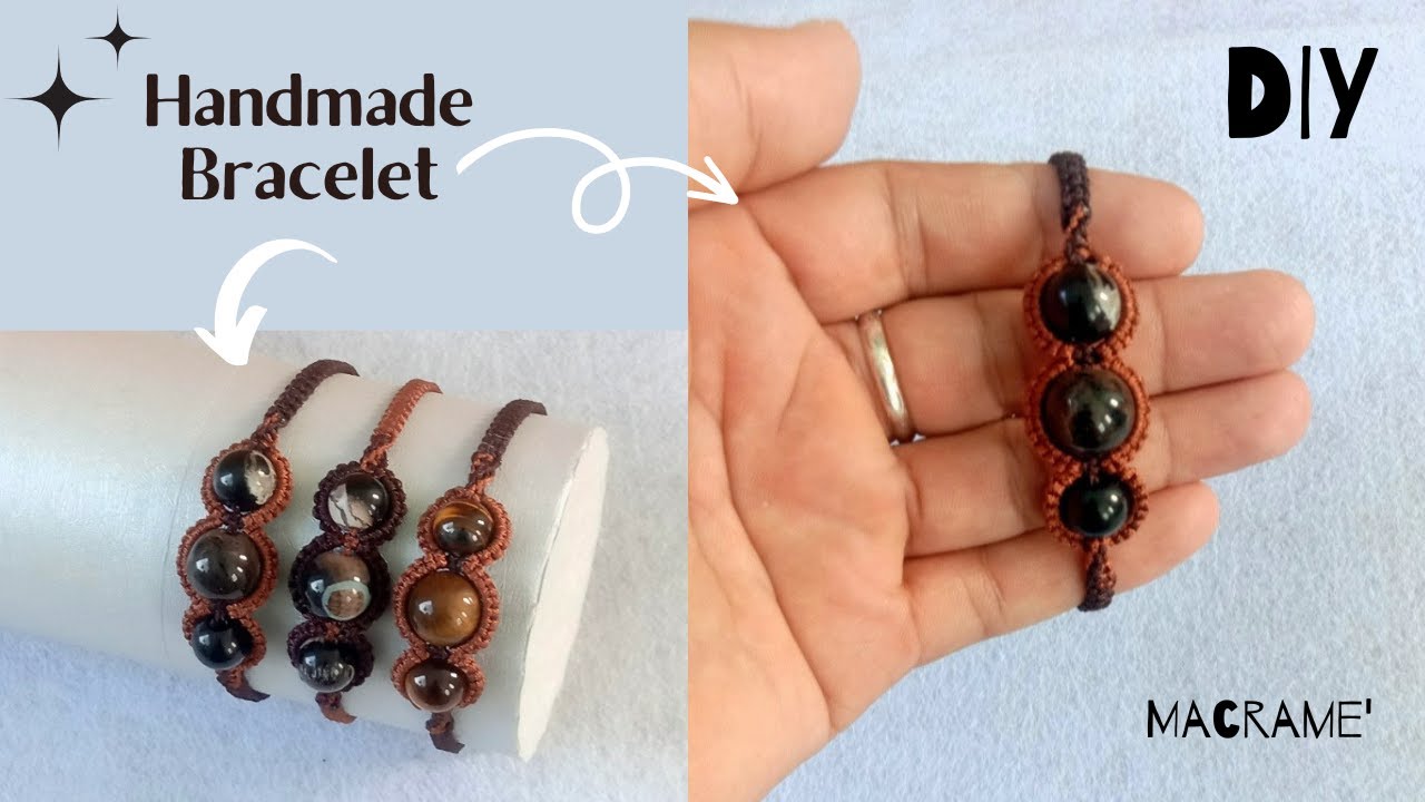 Handmade macrame bracelet with beads / DIY - YouTube