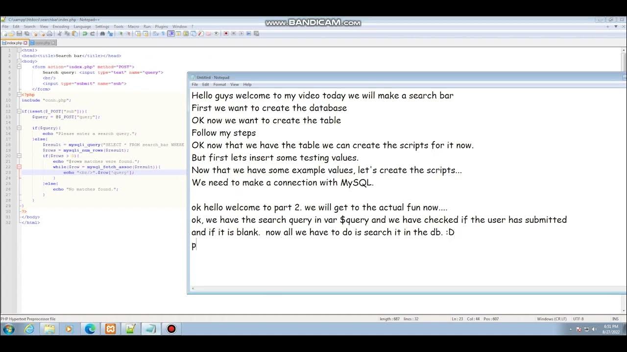 PHP search form part 2 - YouTube