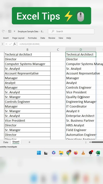 Unique Function In Excel Excel Exceltips Exceltricks Office365 Exceltipsandtricks