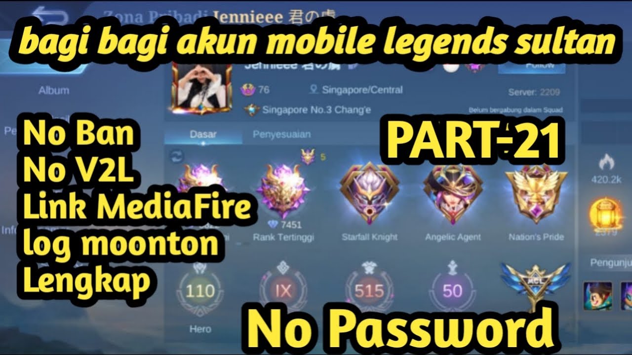 Bagi Bagi Akun Ml Sultan 2021 Hari Ini | Part 21 Lengkap - YouTube