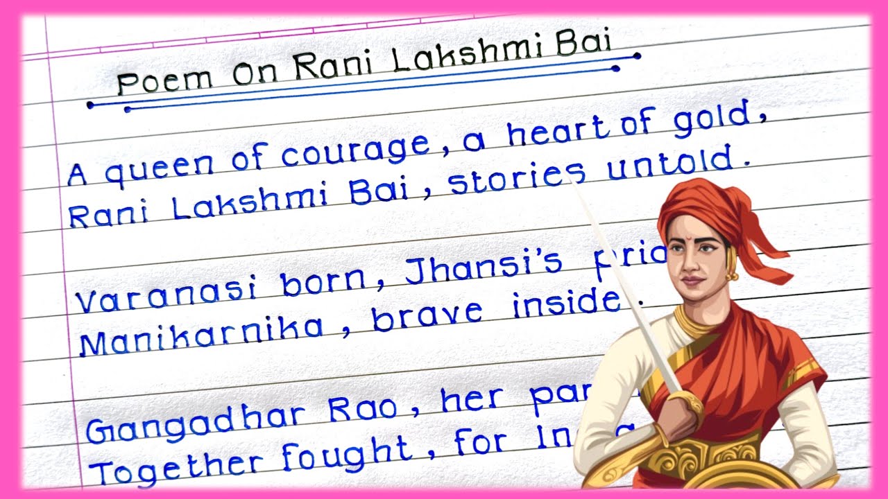 Rani Lakshmi Bai Poem in english 2024| rani lakshmi bai poem writing ...