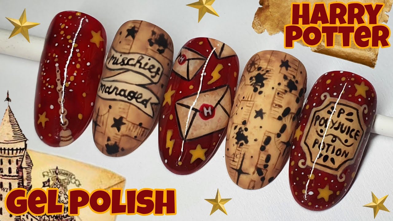 ⚡ HARRY POTTER | GEL POLISH NAIL ART | Disney design tutorial | HP ...