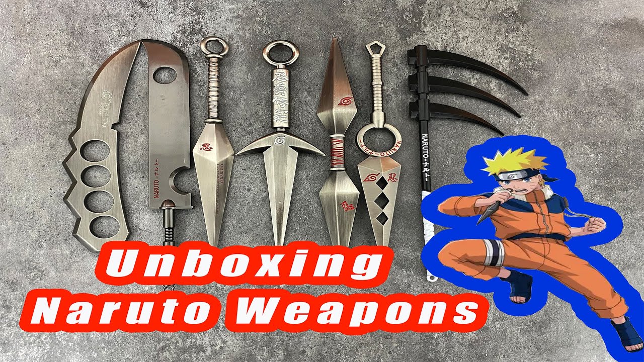 Naruto Weapons Unboxing -Asuma Blade Minato Kunai Shinobi Kunai - YouTube