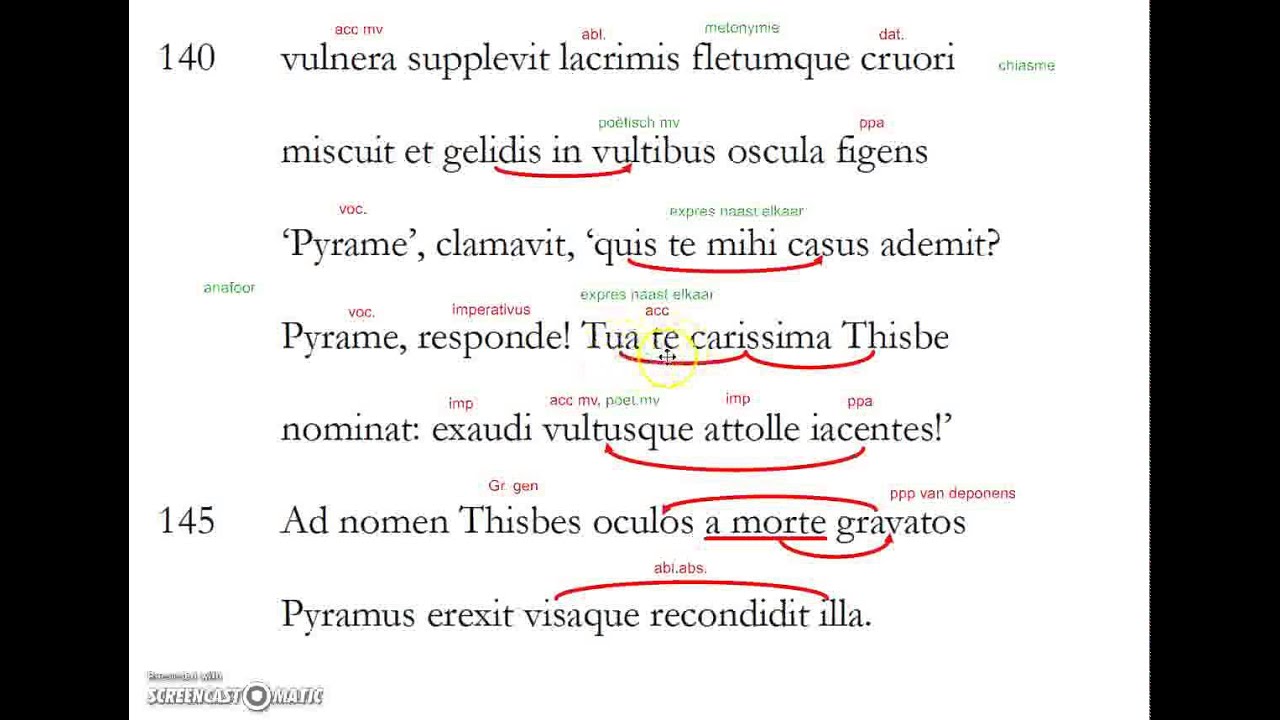 Ovidius Pyramus en Thisbe vers 142-146 - YouTube