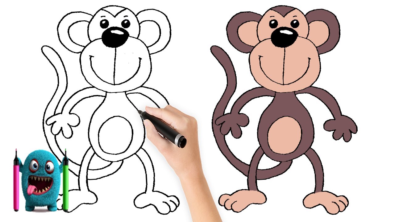 Kolay Maymun Çizimi | How to Draw Easy Monkey - YouTube