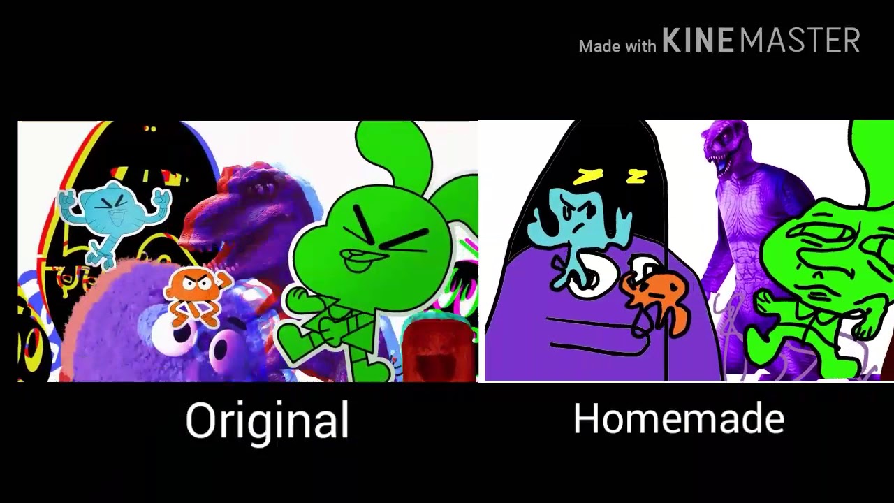 The Amazing World of Gumball Theme Song (Original And Homemade) Side-by ...