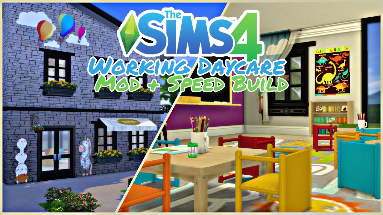 Working Daycare Speedbuild! // Sims 4 Mod Review - Little Plums ...