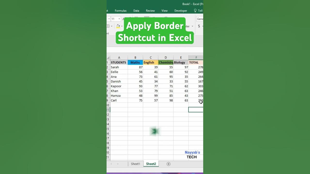 Apply Border Shortcut in Excel #shorts #excel #msexcel - YouTube