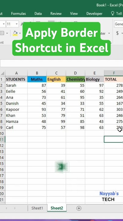 Apply Border Shortcut in Excel #shorts #excel #msexcel - YouTube
