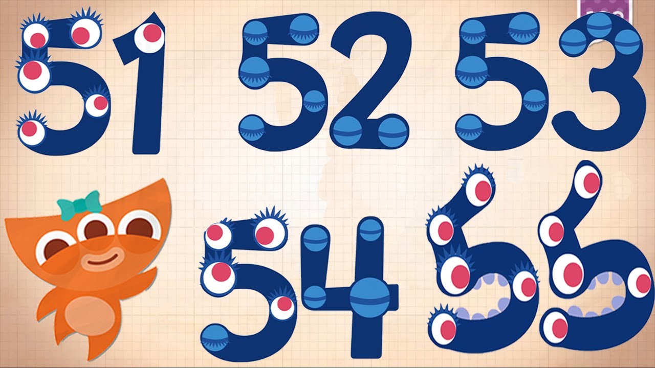 Explore the endless numbers from 51 to 55 - YouTube