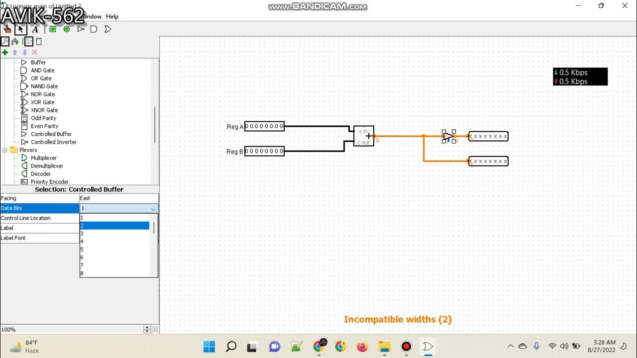 4. ALU 8 bit in Logisim. - YouTube