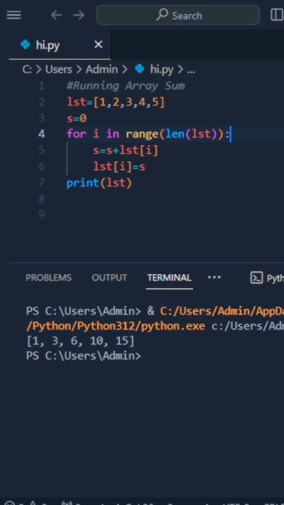 Running Array Sum in Python😎| Python Interview Question #shorts |#short #python - YouTube