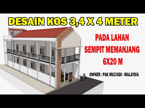 DESAIN KOS KOSAN 3,4 X 4 M PADA LAHAN SEMPIT MEMANJANG 6 X 20 M