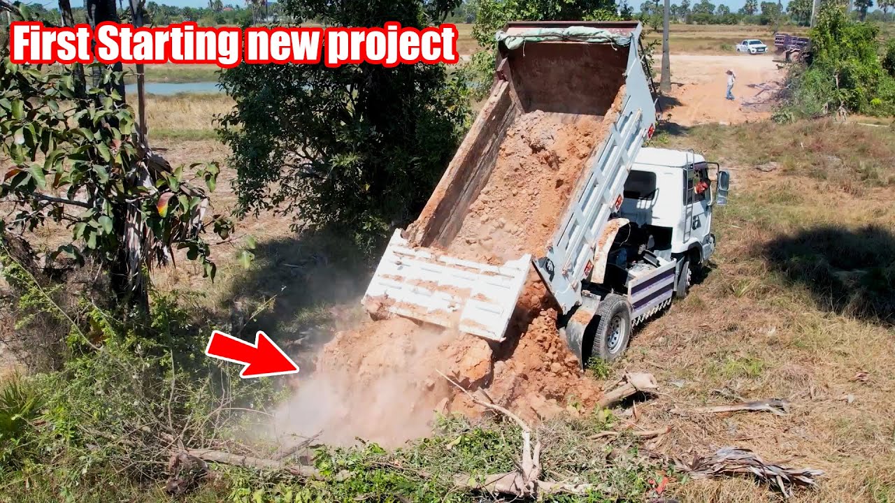 First Start New Project! Experience Operator Dozer HITACHI DX45M Moving Soil & Clearing Forestry ...