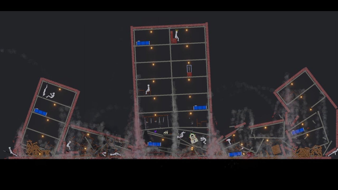 Brick Building Demolition Using Explosives In People Playground (8 ...