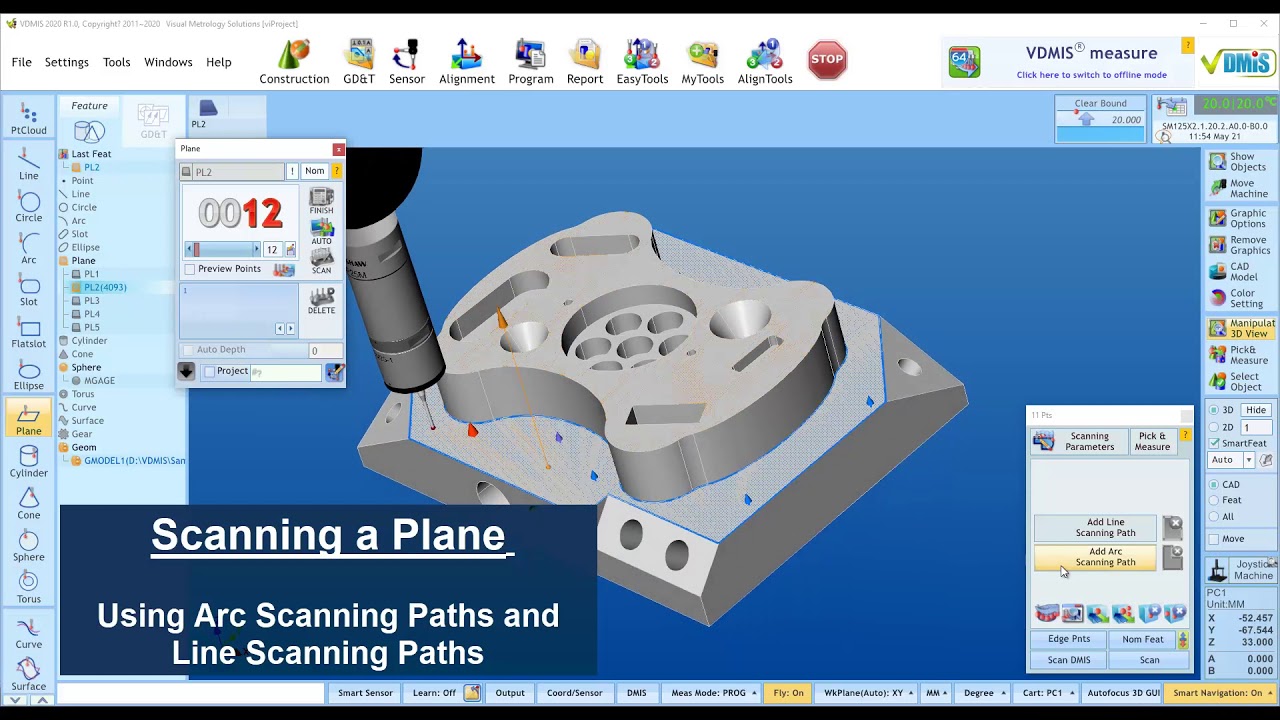 VDMIS CMM Software How to scan planes with Renishaw SP25