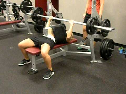 Katie Wolf 3-Board Bench Press 105lbs - YouTube