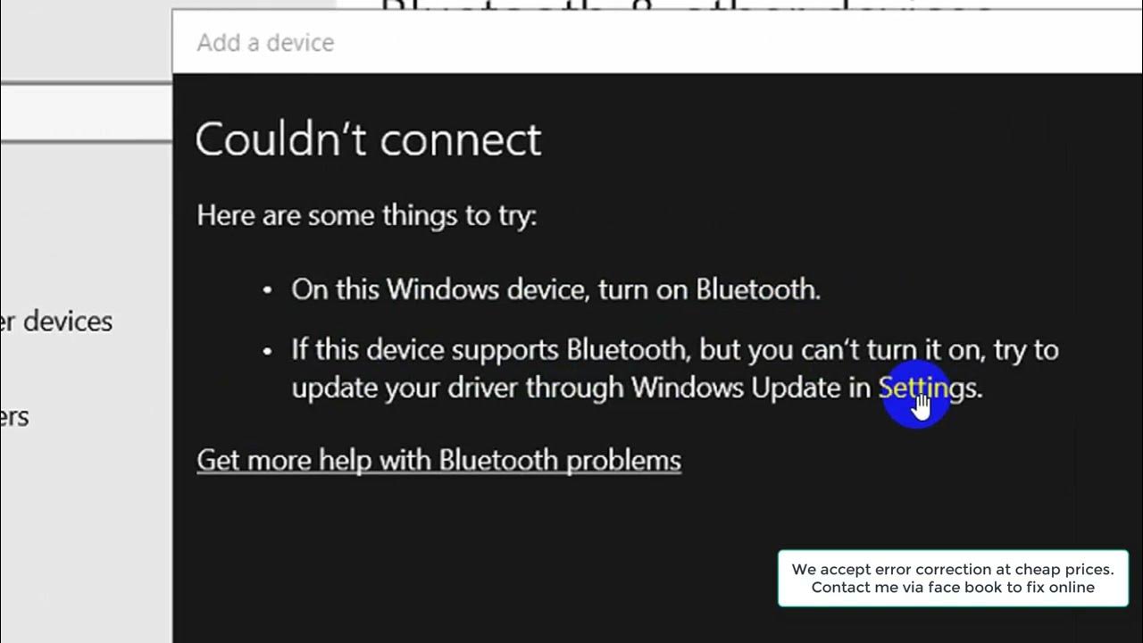 how to fix bluetooth couldn't connect in windows 10/11 - YouTube