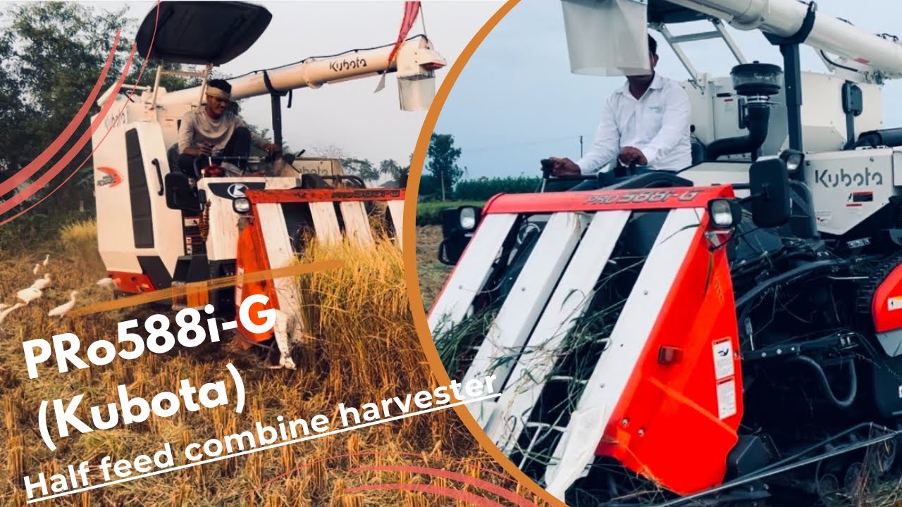 Half feed combine harvester !! PRo588i-G (Kubota). Combine harvester ...