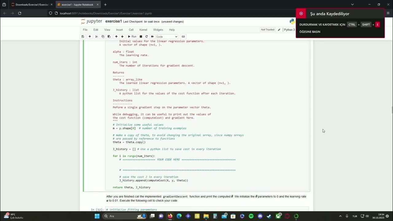 Programming Exercise 1 Linear Regression - YouTube