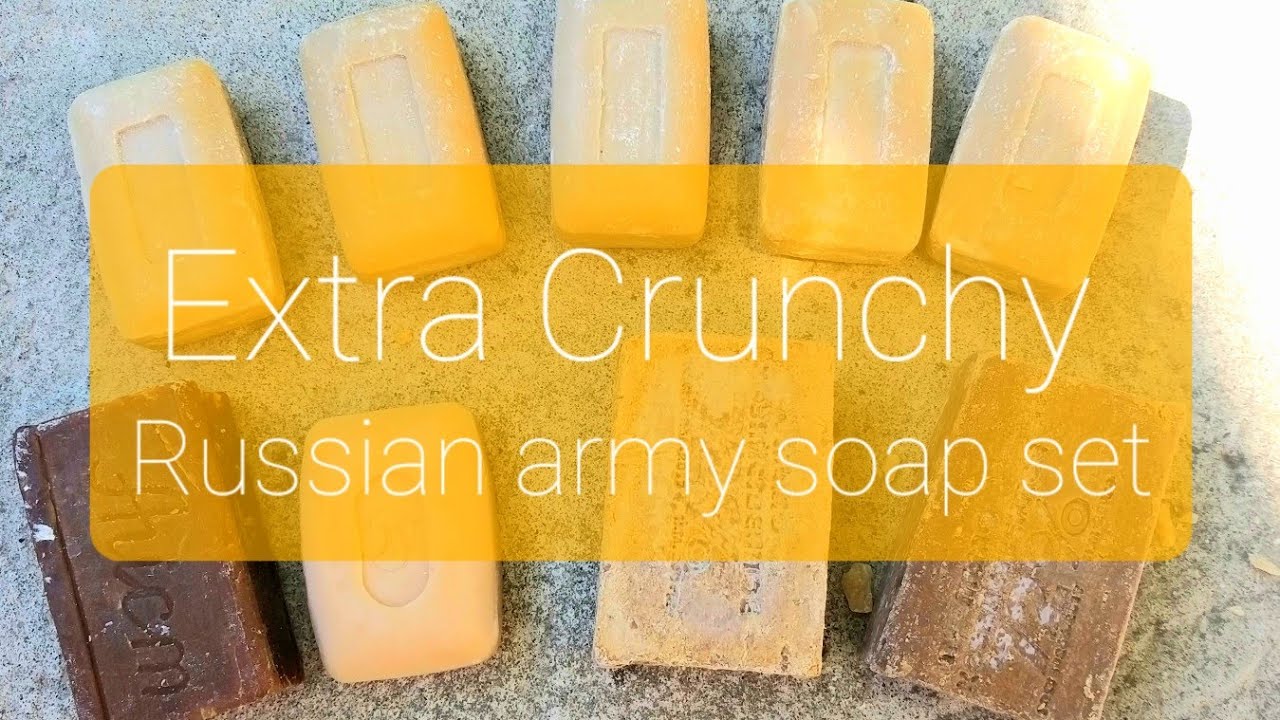 ASMR soap cutting - Russian army soap set (rancid and laundry) - YouTube