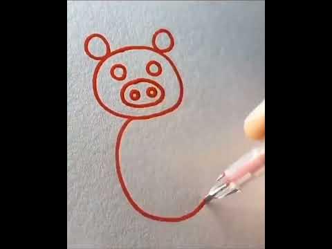 one circle trick short video how to draw pig(Tik Tok) - YouTube