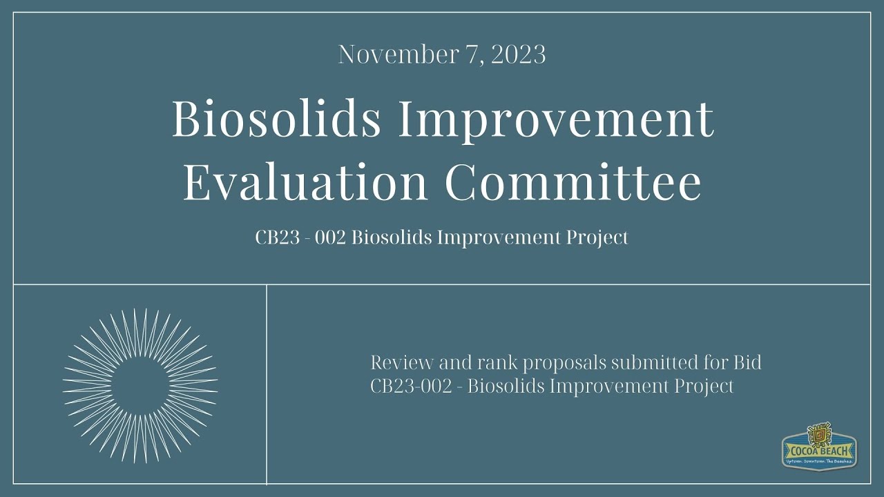 November 7, 2023 - Biosolids Improvement Project Evaluation Committee ...