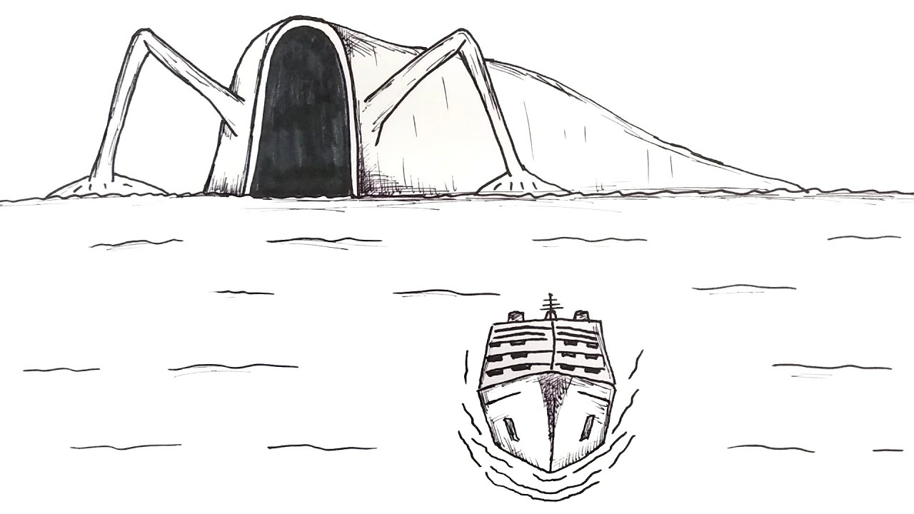 How to draw a Sea Eater attacking a ship - YouTube