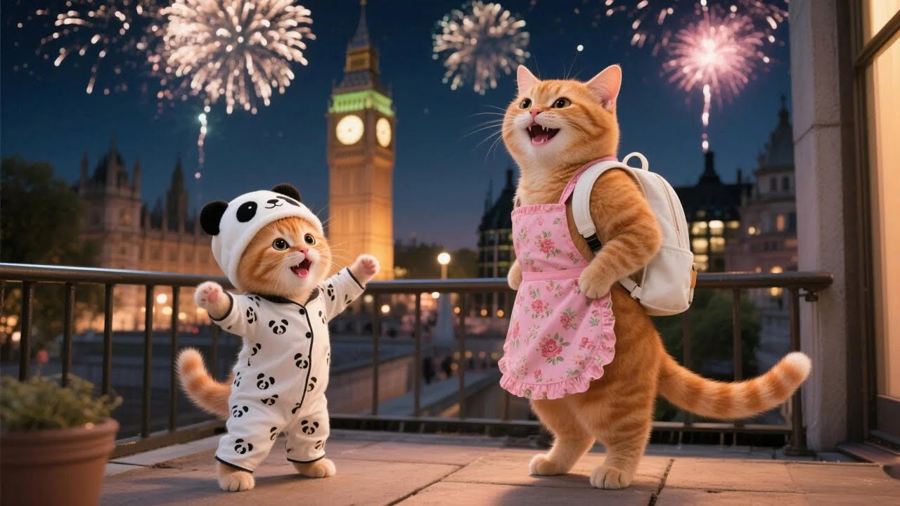 Ginger Enjoys New Year’s Eve Fireworks for the First Time with Mama Cat ...